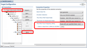 Code Composer Studio上でJTAGのクロック周波数を変更する方法を教えてください。 | 組込み技術ラボ